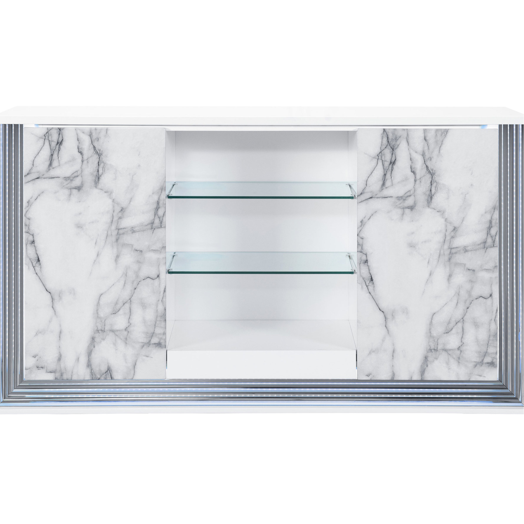 Modern & Sleek Design, Rich Chrome Accents - Moon White Marble Buffet ...