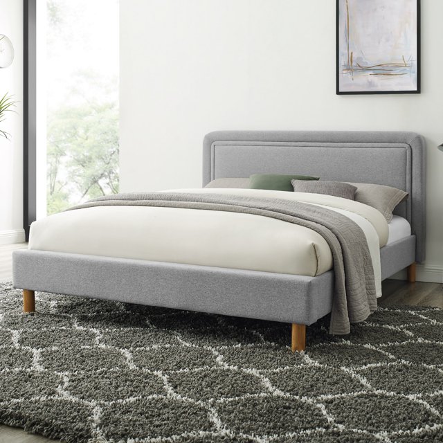 Modern Sleep Solstice Upholstered Bed, Queen, Light Grey - Walmart.com