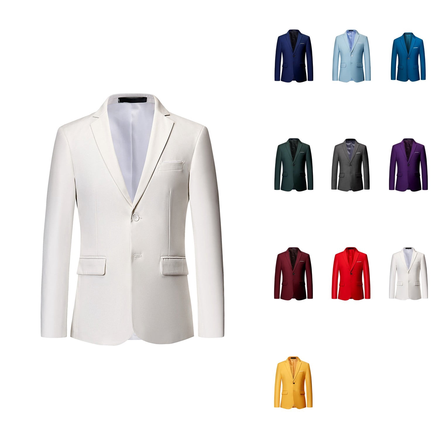 Modern Slim Fit Two Button Blazer for Men, Tailored Formal Dress Jacket ...