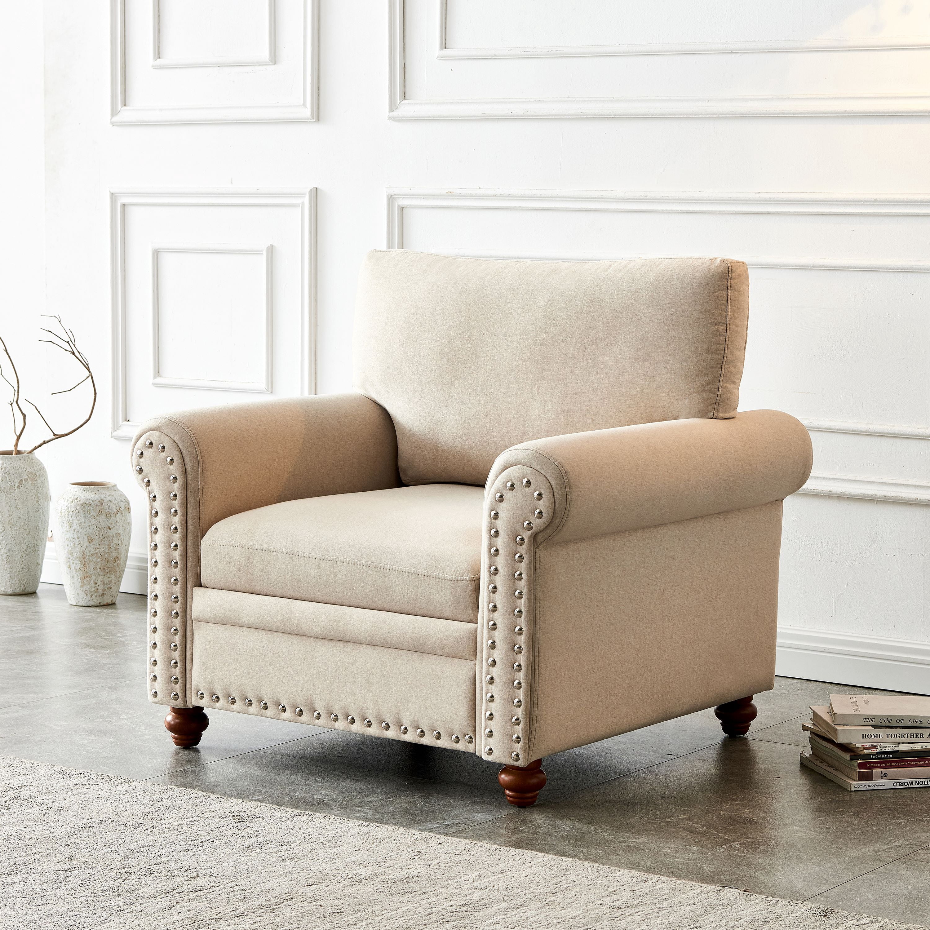 Modern Small Sofa, 100% Polyester Soft Armchair Couch with Removable ...