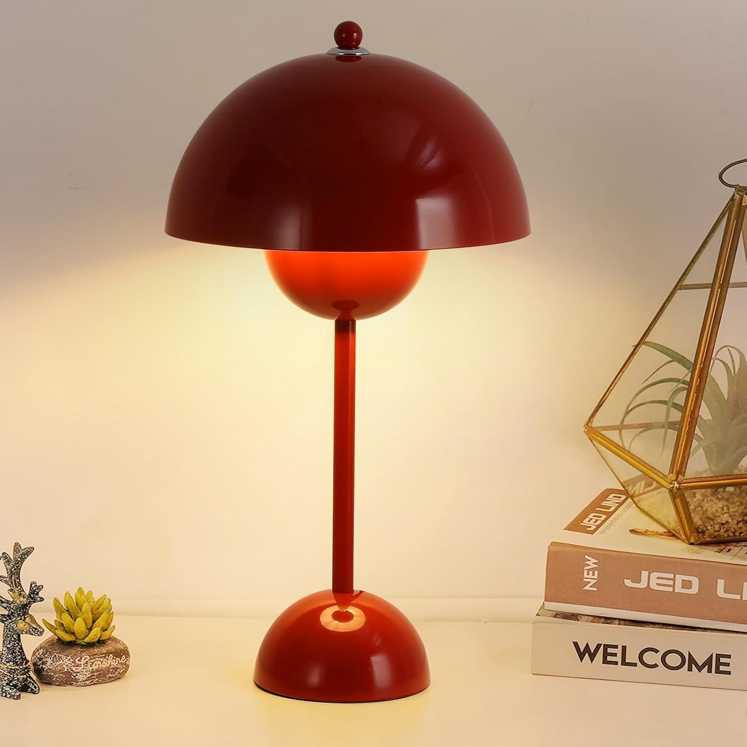 Modern Small Table Lamp for Bedroom, Cute Dome Shade Reflecting Light ...