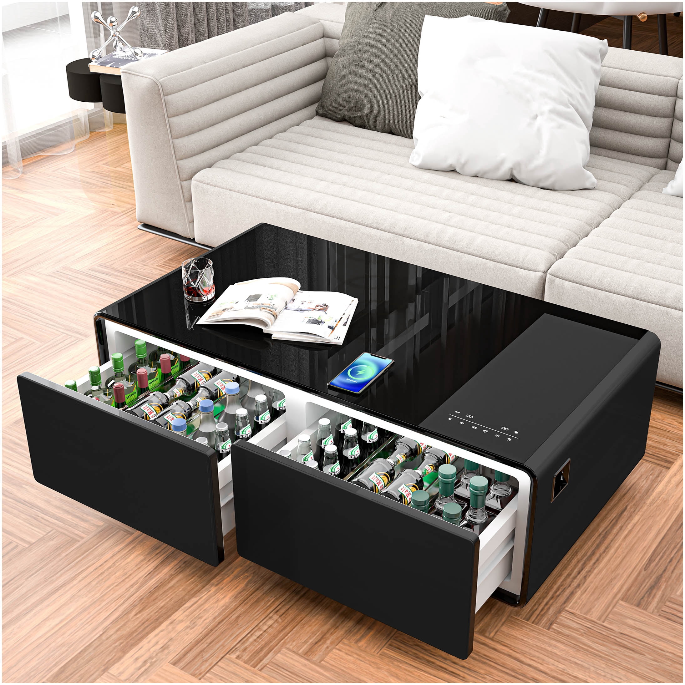 Modern Smart Coffee Table with Built-in Refrigerator, Bluetooth ...