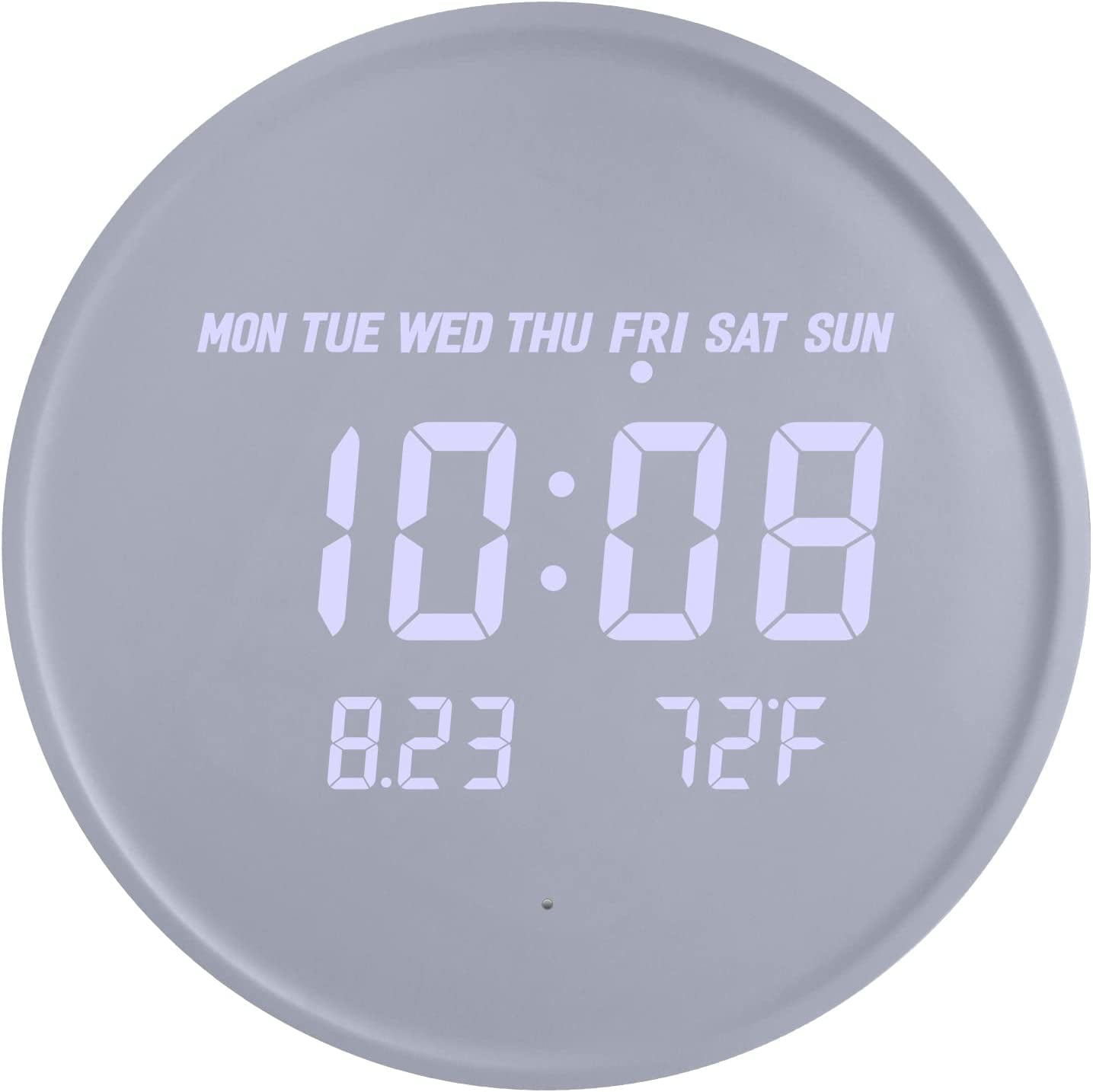 Modern Smart Led Digital Wall Clock with Temperature Wood 12/24h Time ...