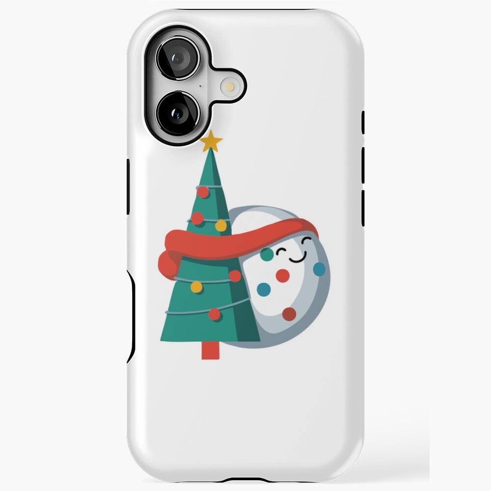 Modern Snowball Hugging Holiday Tree Illustration Case for iPhone 17 16 ...