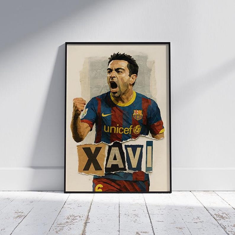 Modern Soccer Wall Decor Barcelona Football Artwork Xavi Hernandez ...