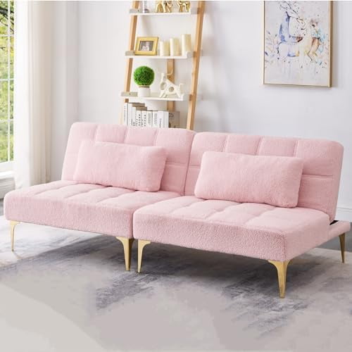 Modern Sofa Couch with Toss Pillows, Convertible Folding Sofa Bed with ...