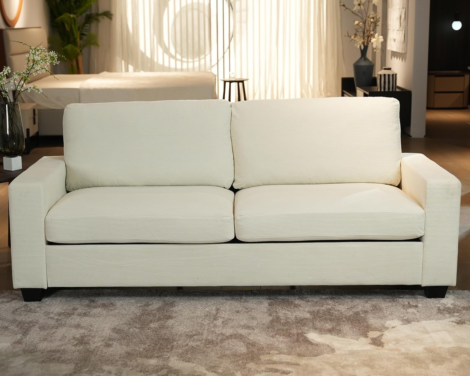 Modern Sofa for Living Room,83-Inch Corduroy Comfy Sofa with Deep Seats ...