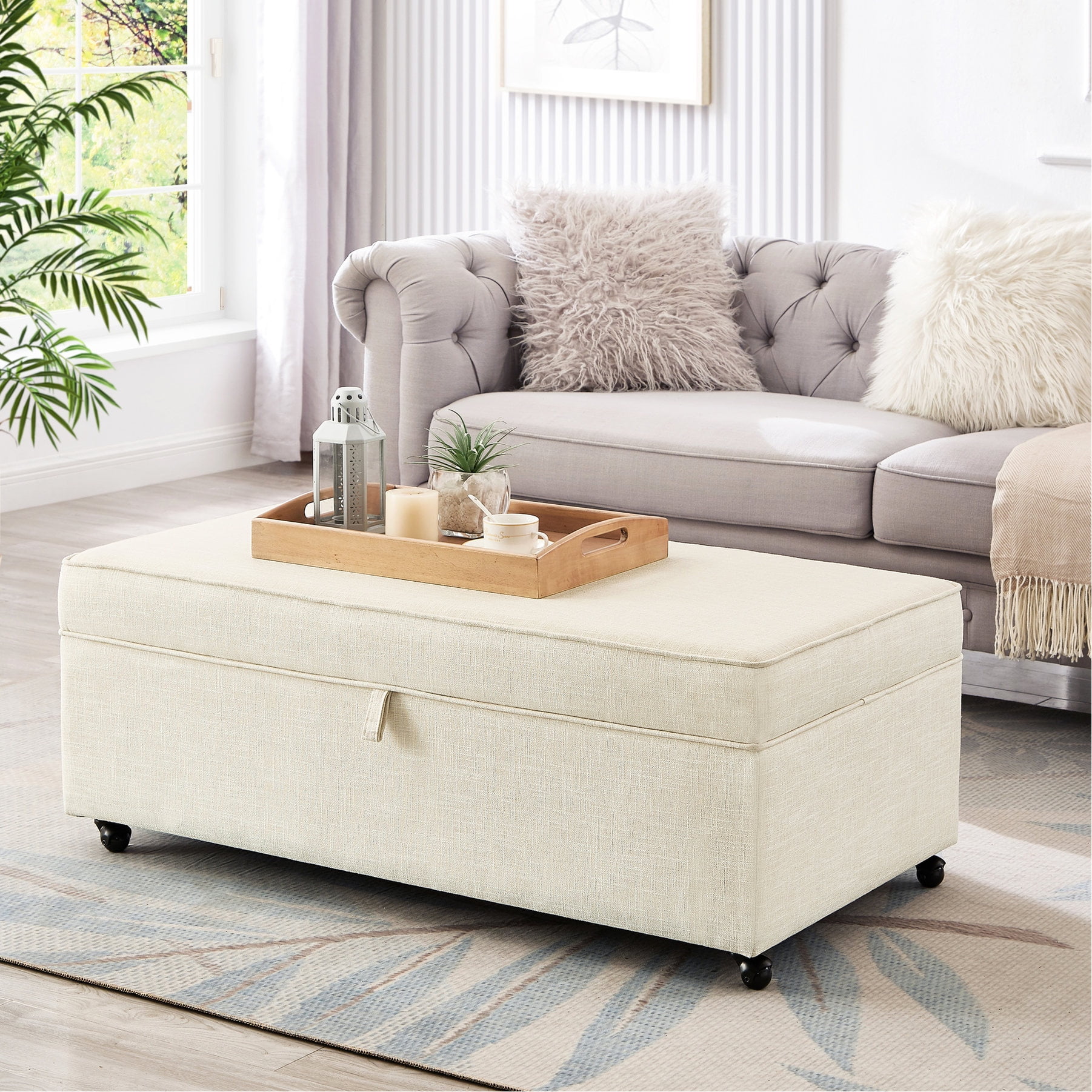 Modern Sofa Ottoman with Linen Material and Powerful Storage | For ...
