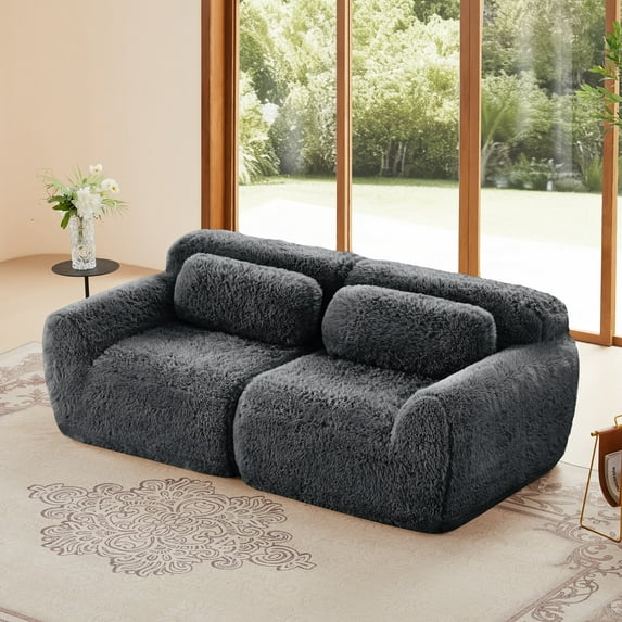 Modern Sofas 2-seater Modular Sectional Sofa Couches,Soft Fluffy Plush ...