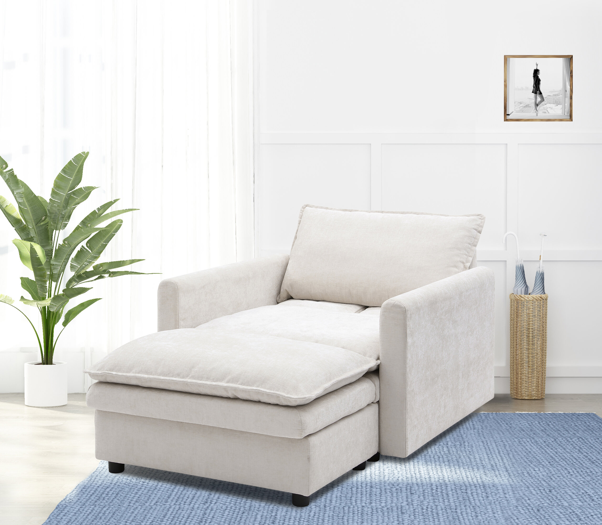 Modern Sofas Chenille Sofa Bed, Modern Couch Cozy Lounge Chair for ...