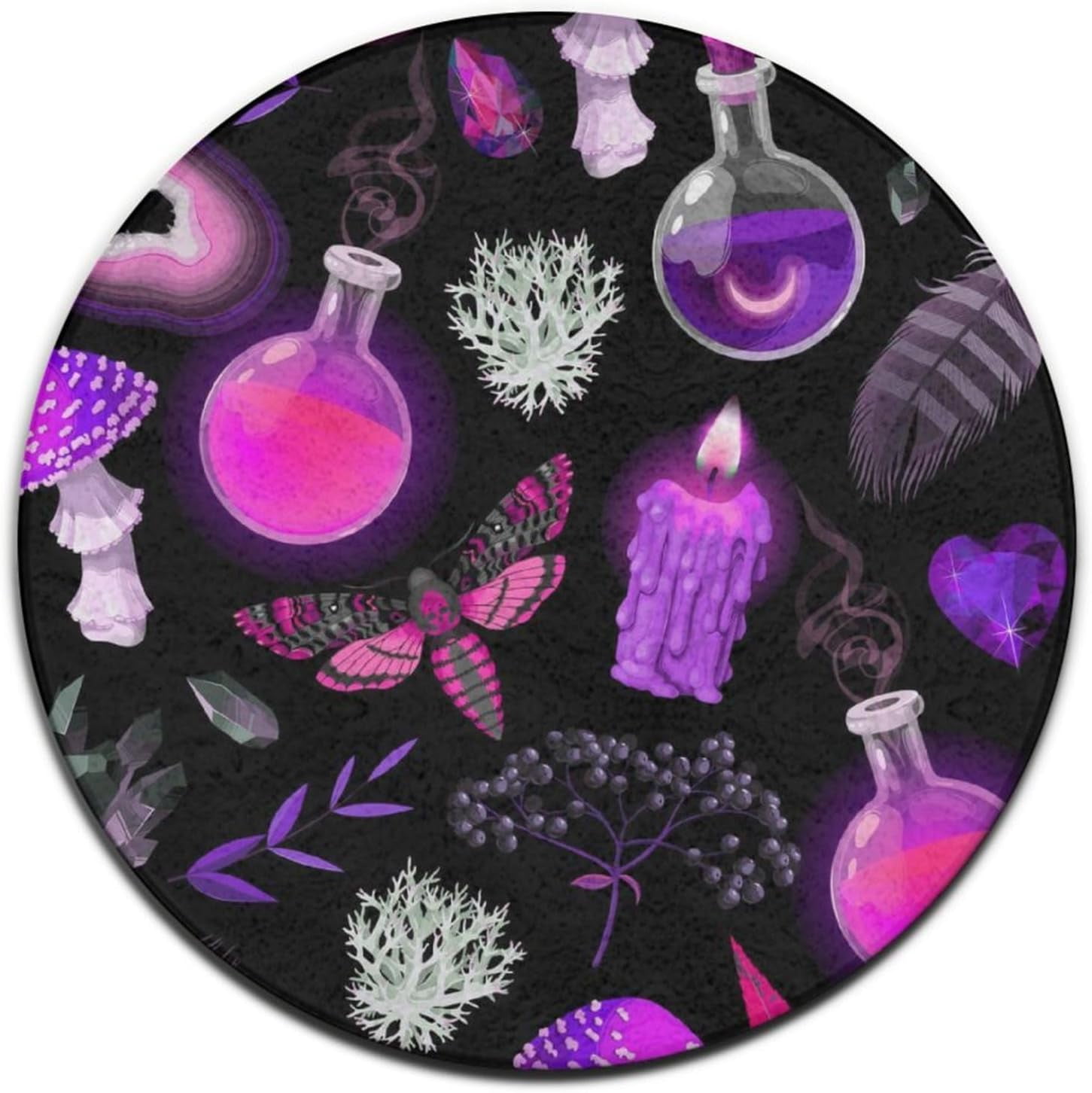 Modern Soft Area Rug Goth Magic Witch Witchy Mat Circle Rug, Anti Slip ...