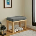 Modern Soft Cushion Shoe Bench, Wooden Frame Storage Ottoman, Compact ...