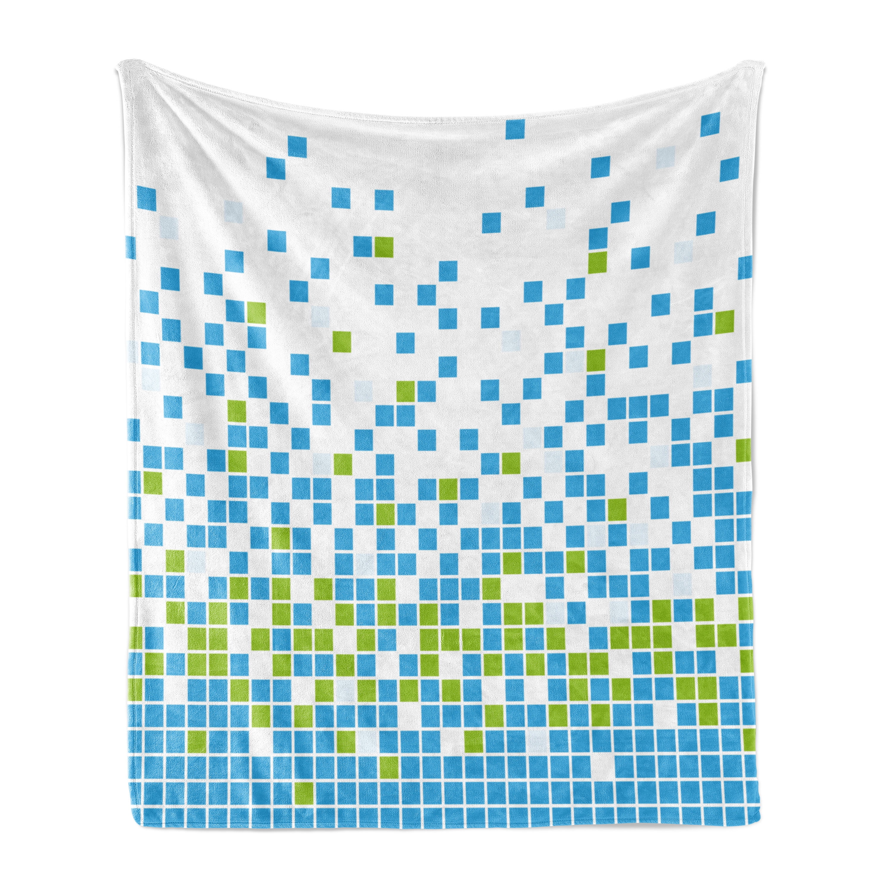 Modern Soft Flannel Fleece Blanket, Mosaic Grid Pattern Pixel Art ...