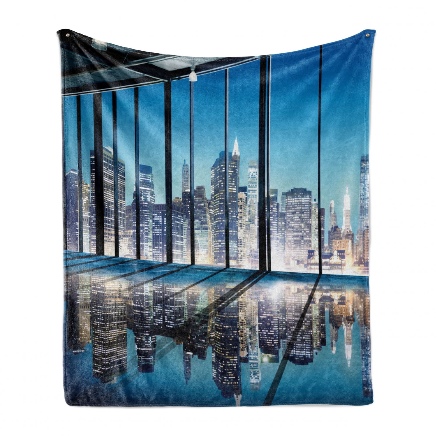 Modern Soft Flannel Fleece Throw Blanket, Office Cityscape Buildings ...