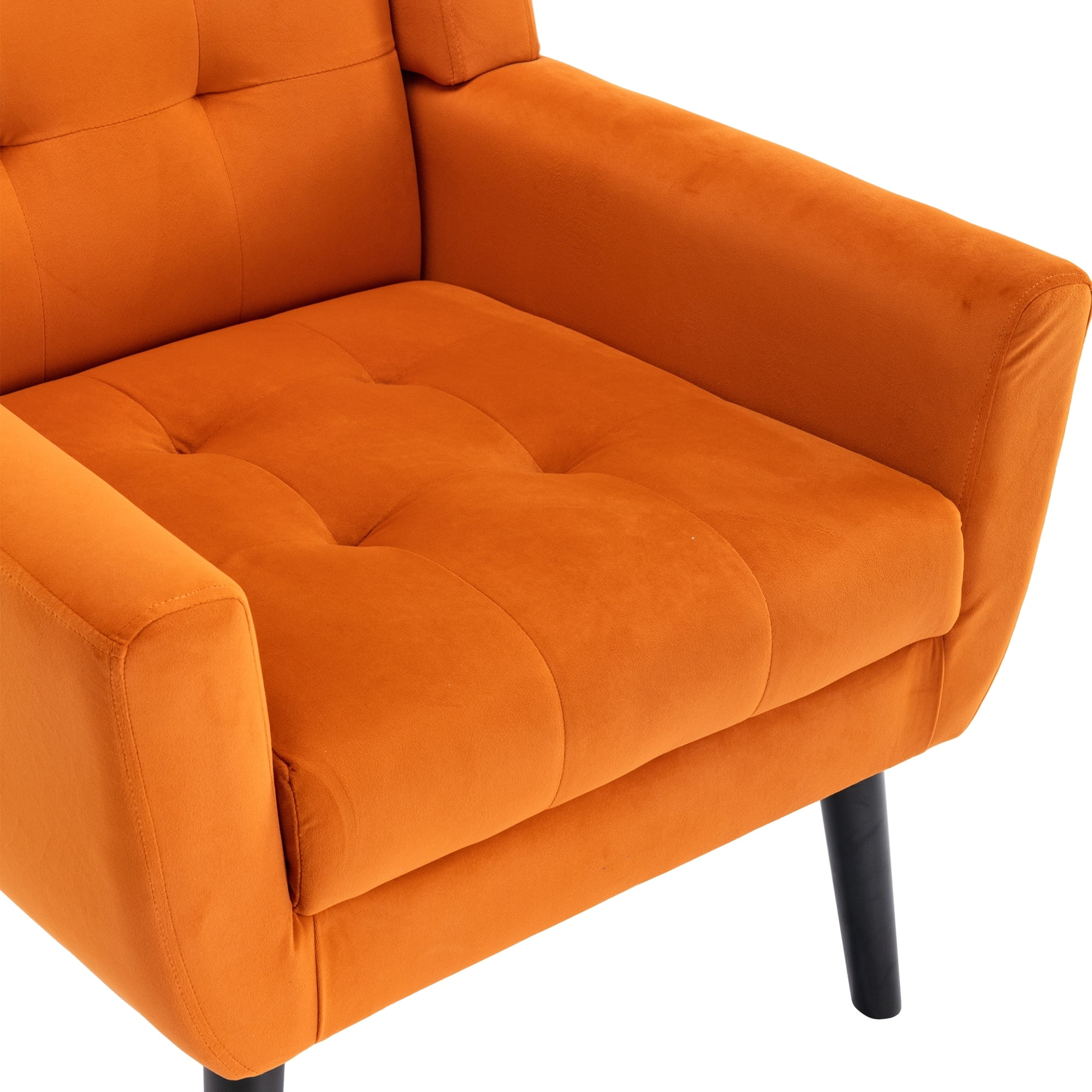 Modern Soft Material Ergonomics Accent Chair With Black Legs Recessed ...