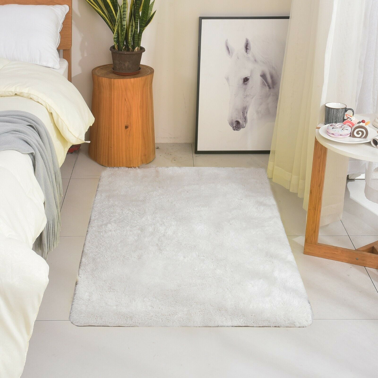 Modern Soft PV Fur Area Rug, Non-Slip Fuzzy Shag, Plush Furry Floor ...