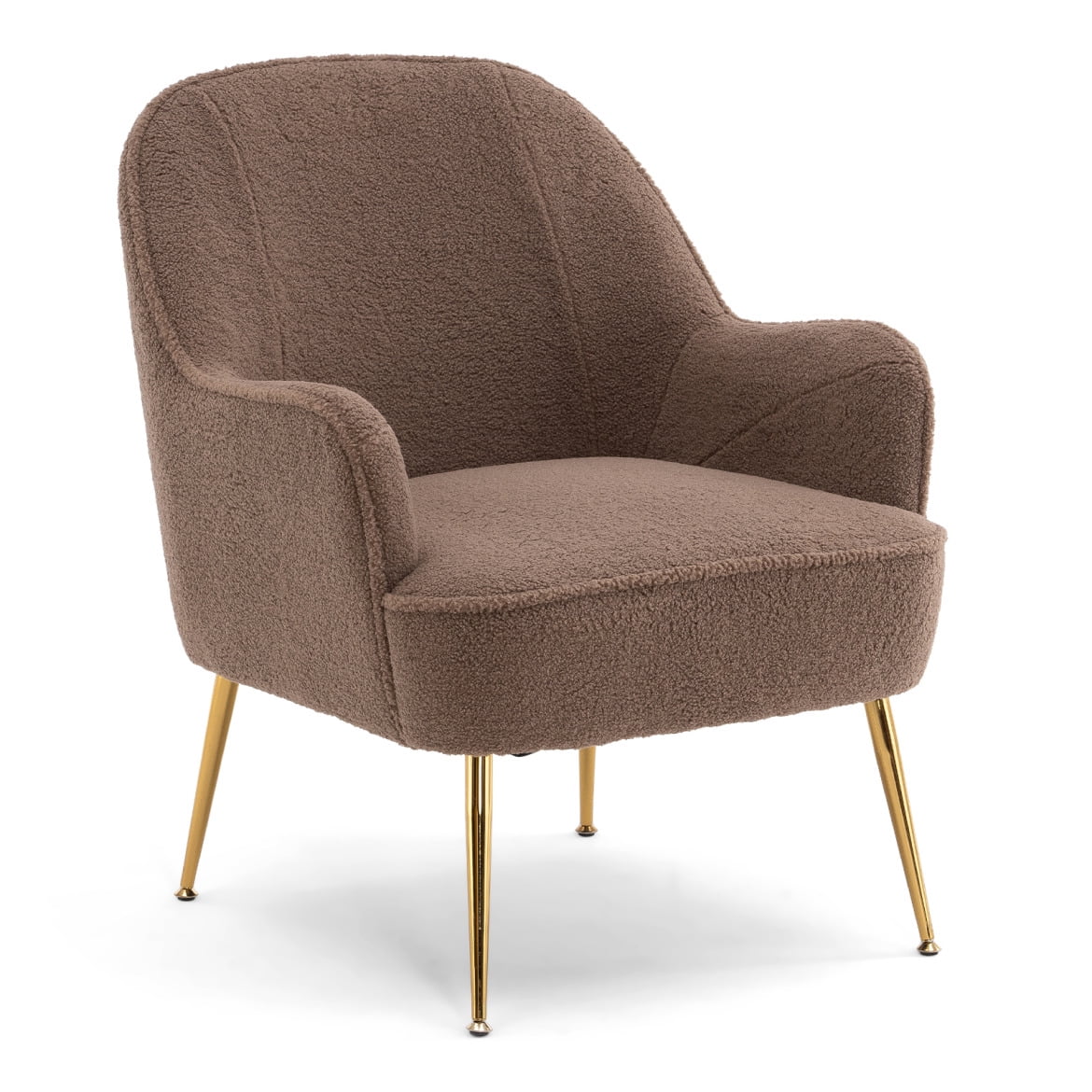 Modern Soft Teddy Fabric Accent Chair with Ergonomic Backrest and ...