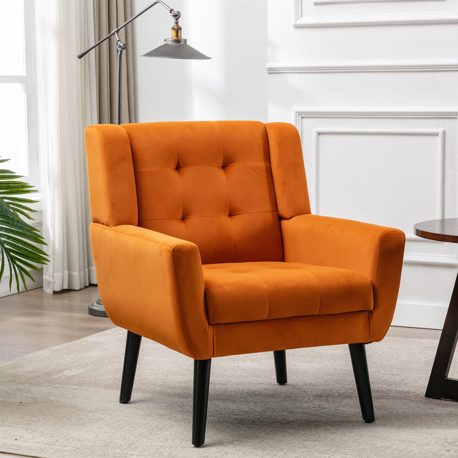 Modern Soft Velvet Upholstered Tufted Chair with Thick Seat and High ...