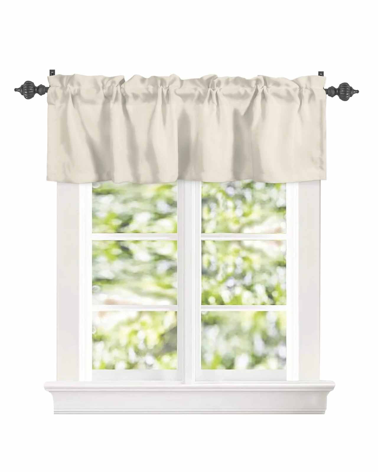 Modern Solid Color Cream Art Window Valances for Kitchen,Rod Pocket ...