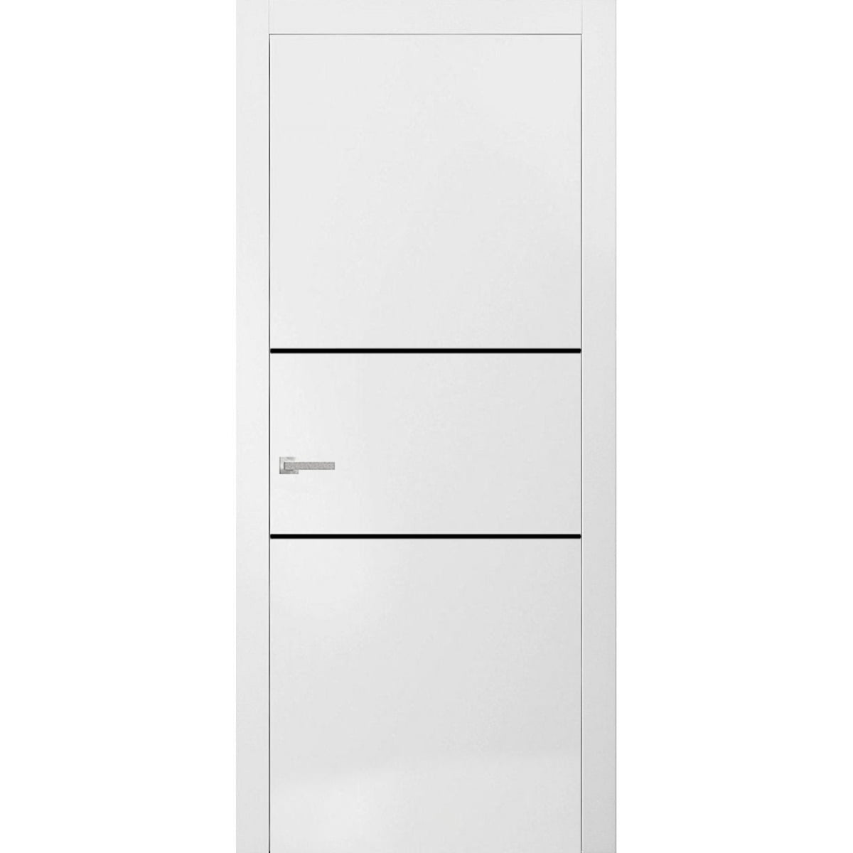 Modern Solid Interior Door with Handle | Planum 0014 White Silk ...