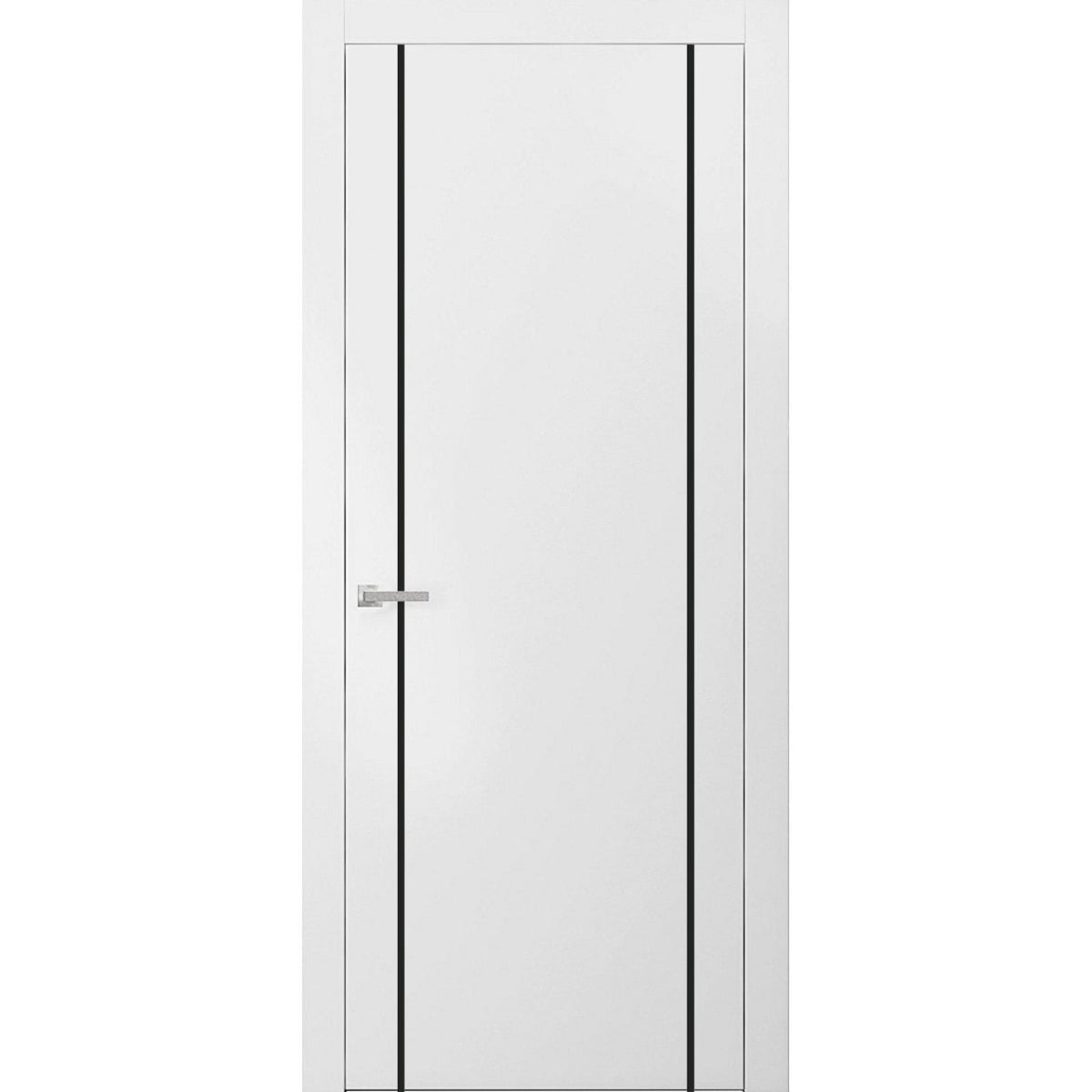 Modern Solid Interior Door with Handle | Planum 0017 White Silk ...