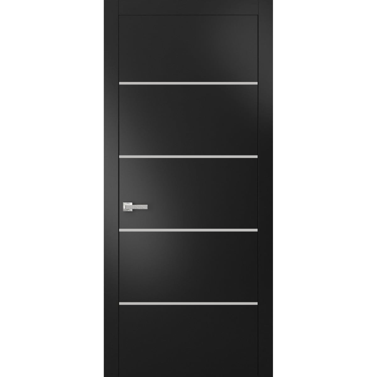 Modern Solid Interior Door with Handle | Planum 0210 Black Matte ...
