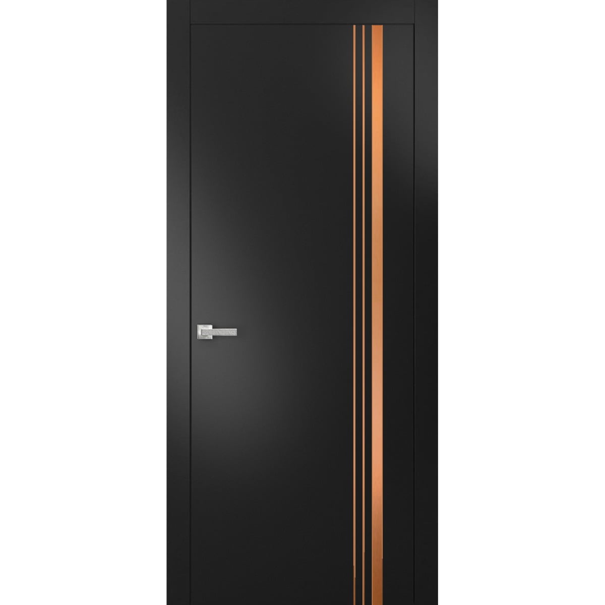 Modern Solid Interior Door with Handle | Planum 1010 Black Matte ...