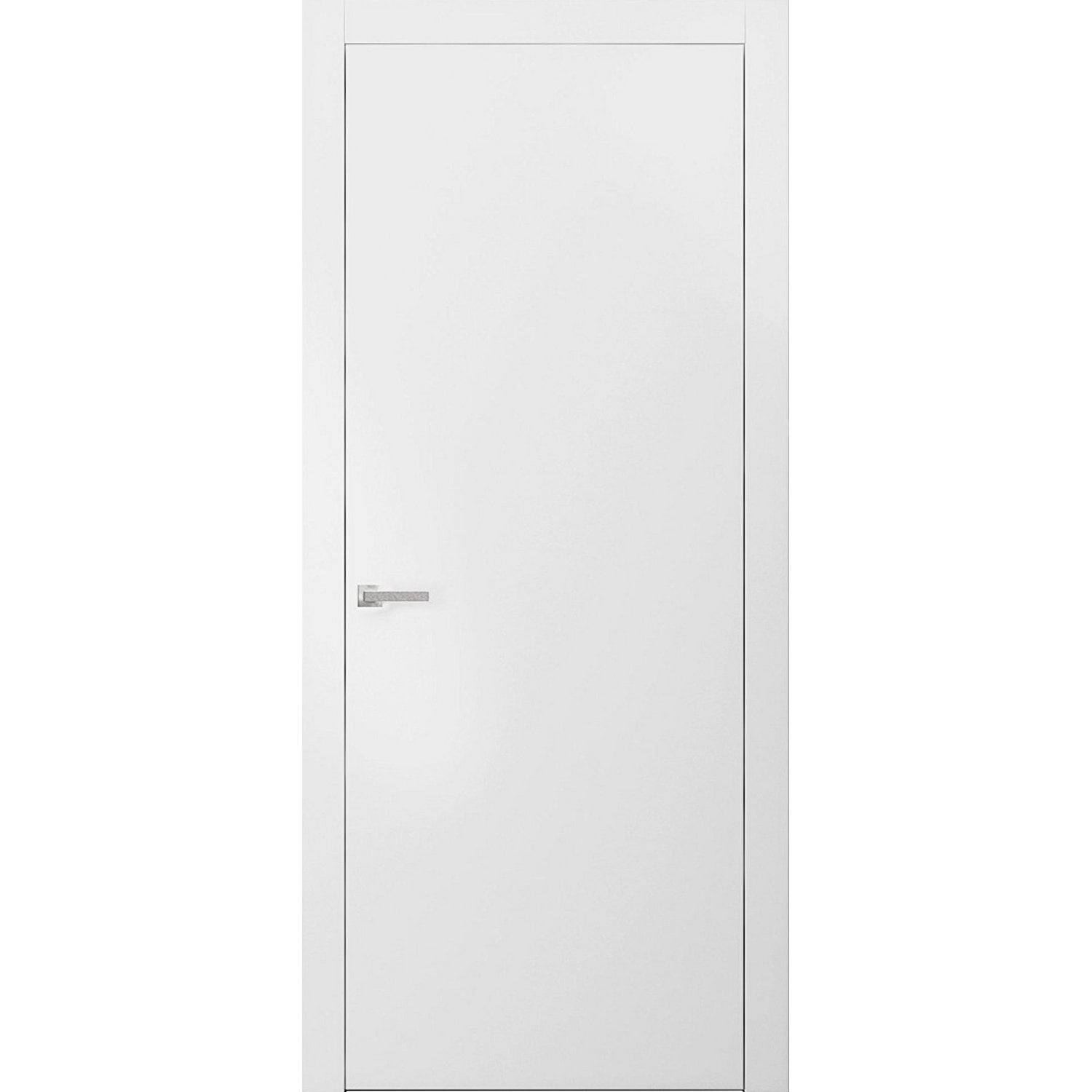 Modern Solid Interior Pre-Hung Door with Handle | Planum 0010 White ...