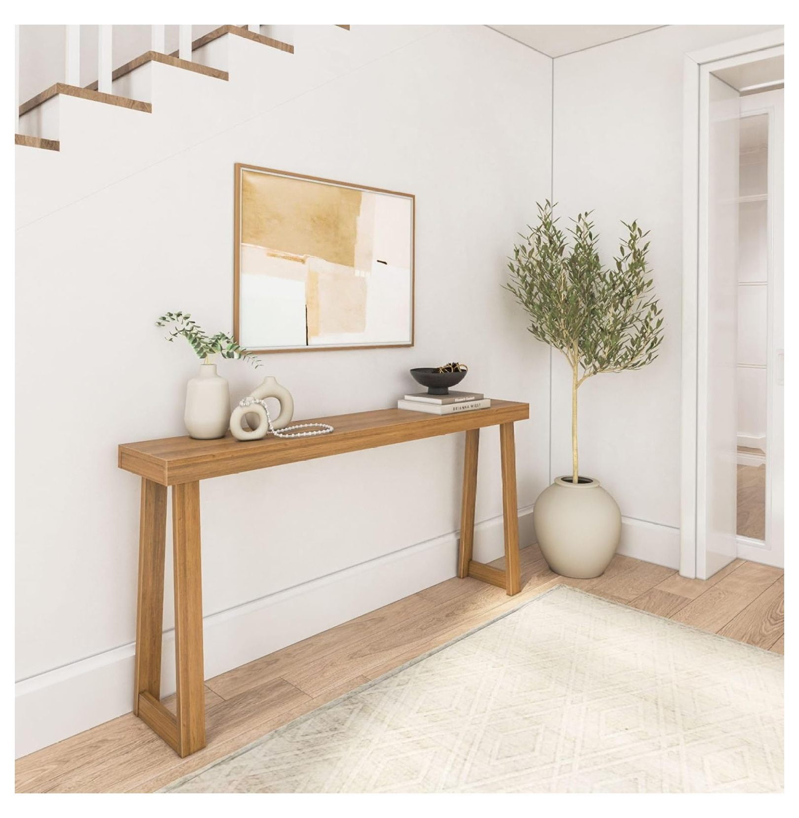 Modern Solid Wood Console Table, 66 Inch, Sofa Table, Narrow Entryway ...
