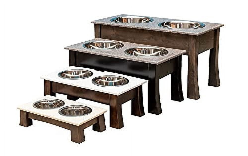 Modern Solid Wood Elevated Dog Food Water Bowl with Corian Top and ...