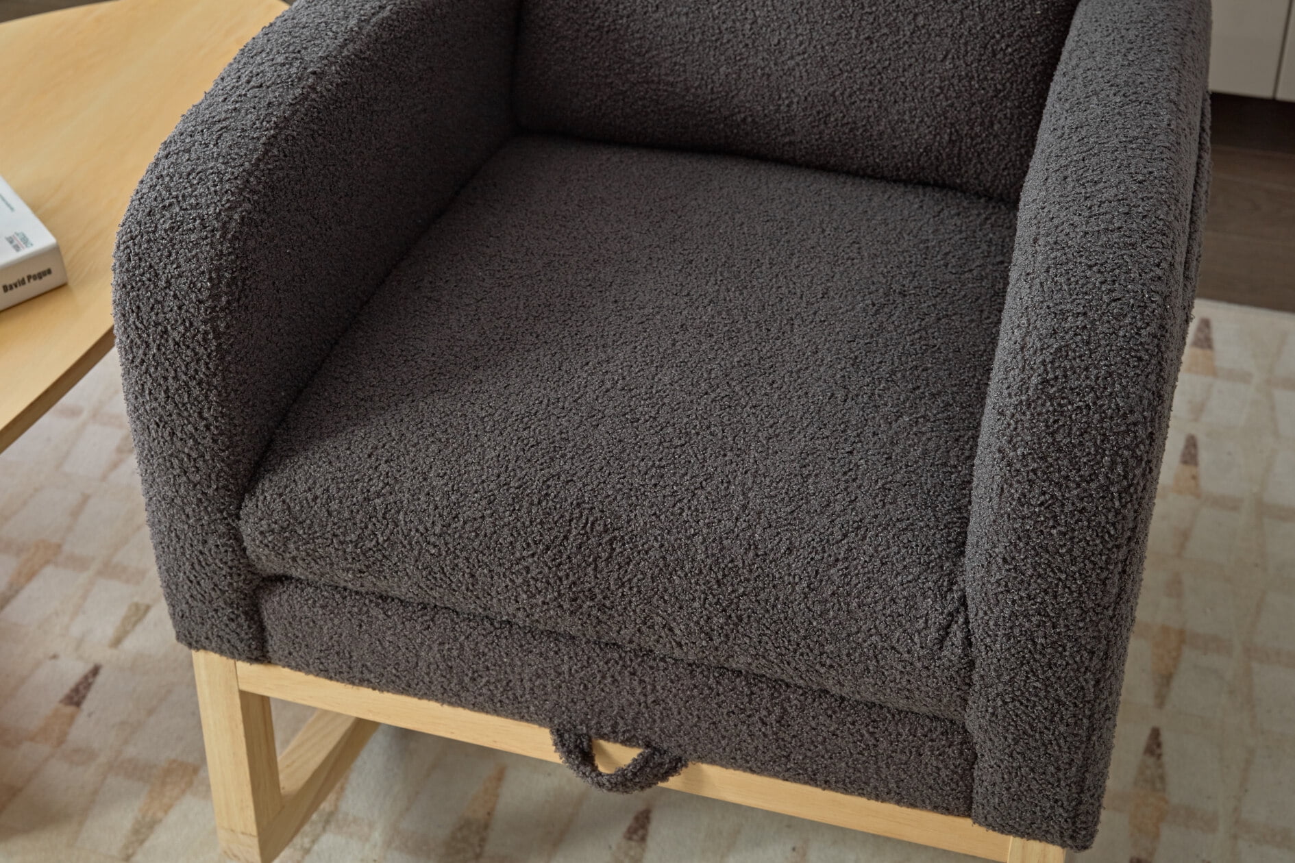 Modern Solid Wood Leg High-Back Glider Rocking Chair with Plush Teddy ...