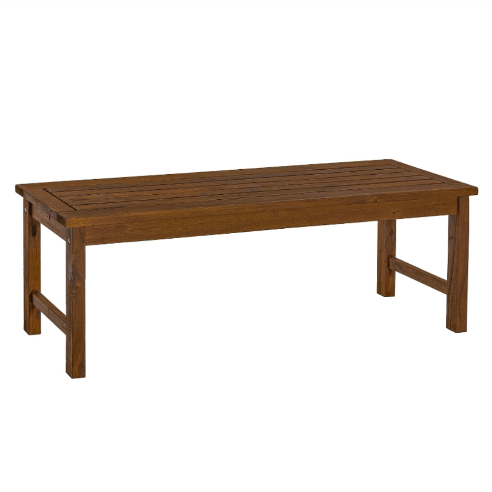 Modern Solid Wood Patio Bench with Slatted Top Dark Brown Outdoor ...