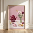 Modern Southern Floral Tea Party Red Teapot Still Life Pink Kitchen ...