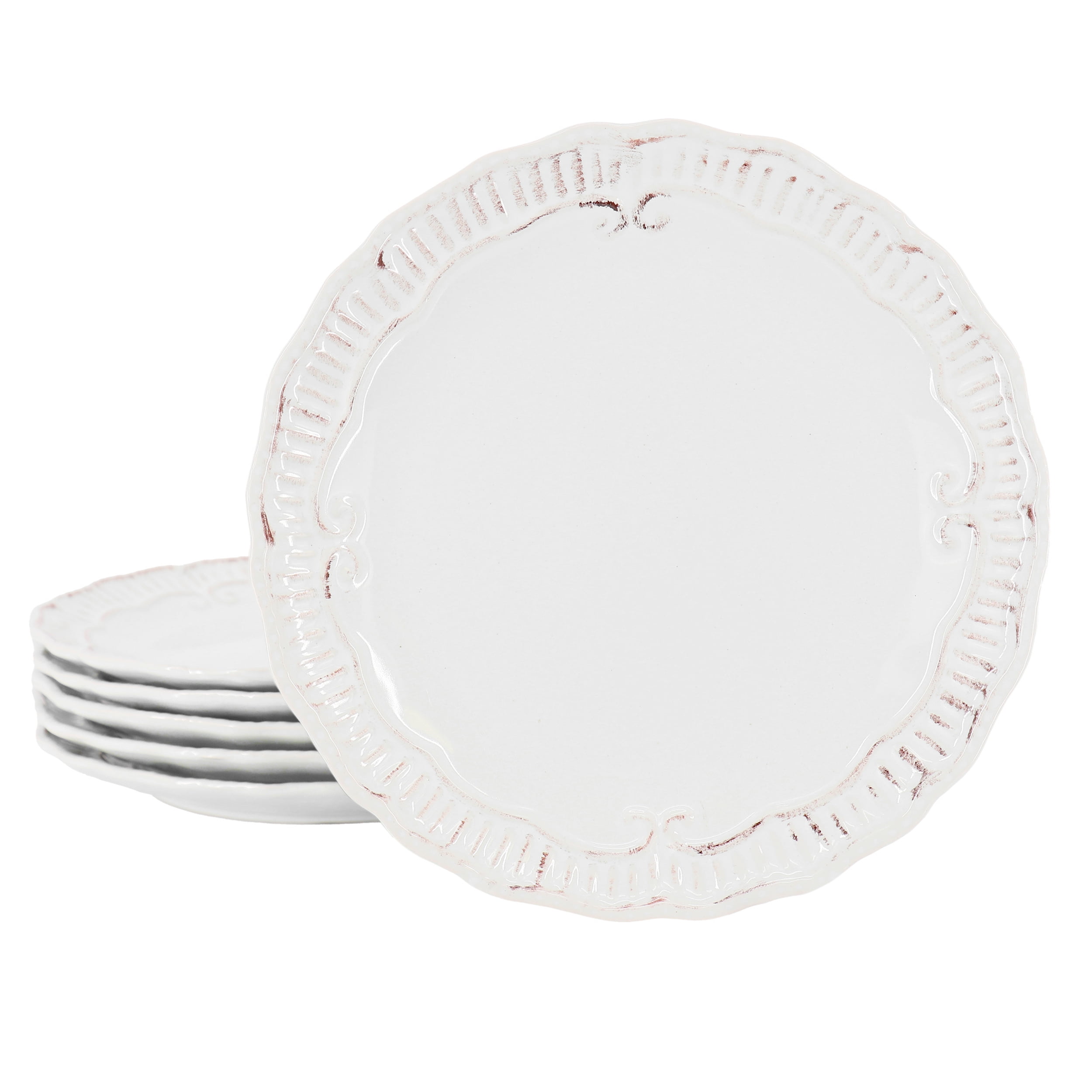 Modern Southern Home Capri 6 Piece 11 Inch Stoneware Embossed Dinner ...