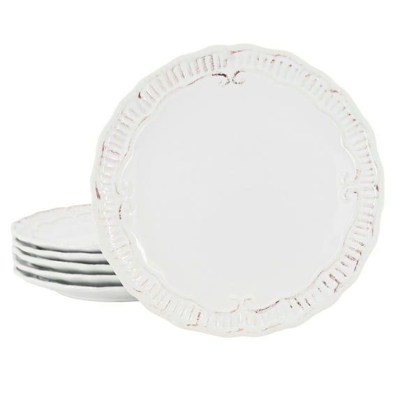 Modern Southern Home Capri 6 Piece 11 Inch Stoneware Embossed Dinner ...