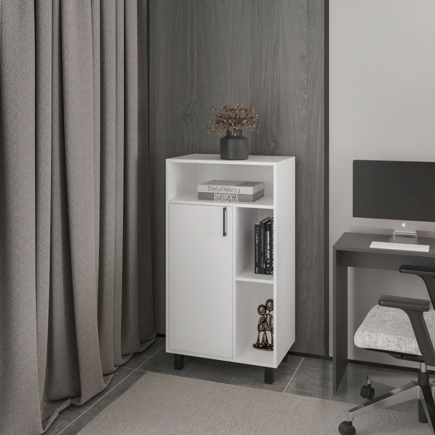 Modern Space-Saving Cabinet with Open Shelves & Closed Storage ...