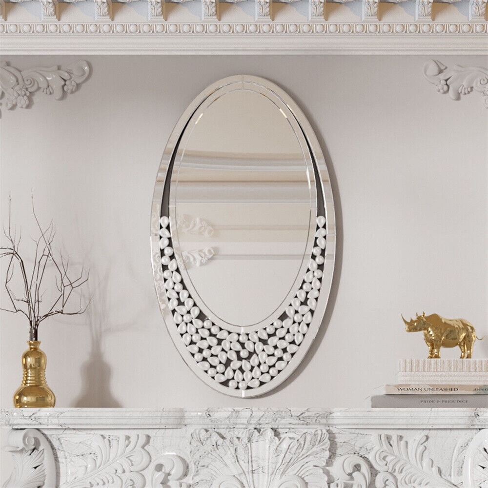 Modern Sparkle bling Wall Mirrors tear-drop Decorative Silver Accent ...