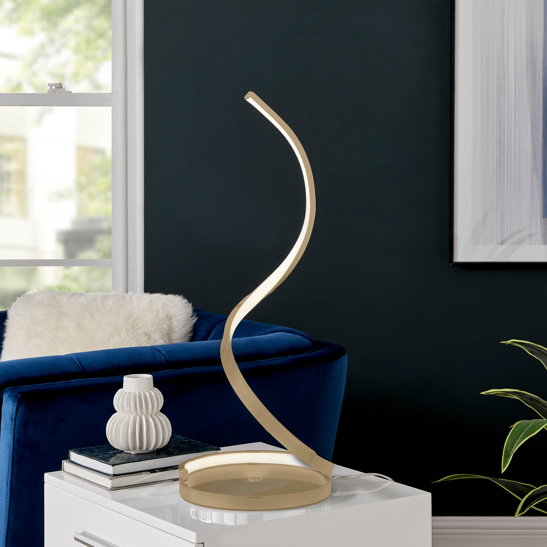 Modern Spiral Integrated LED Table Lamp // Gold - Walmart.com