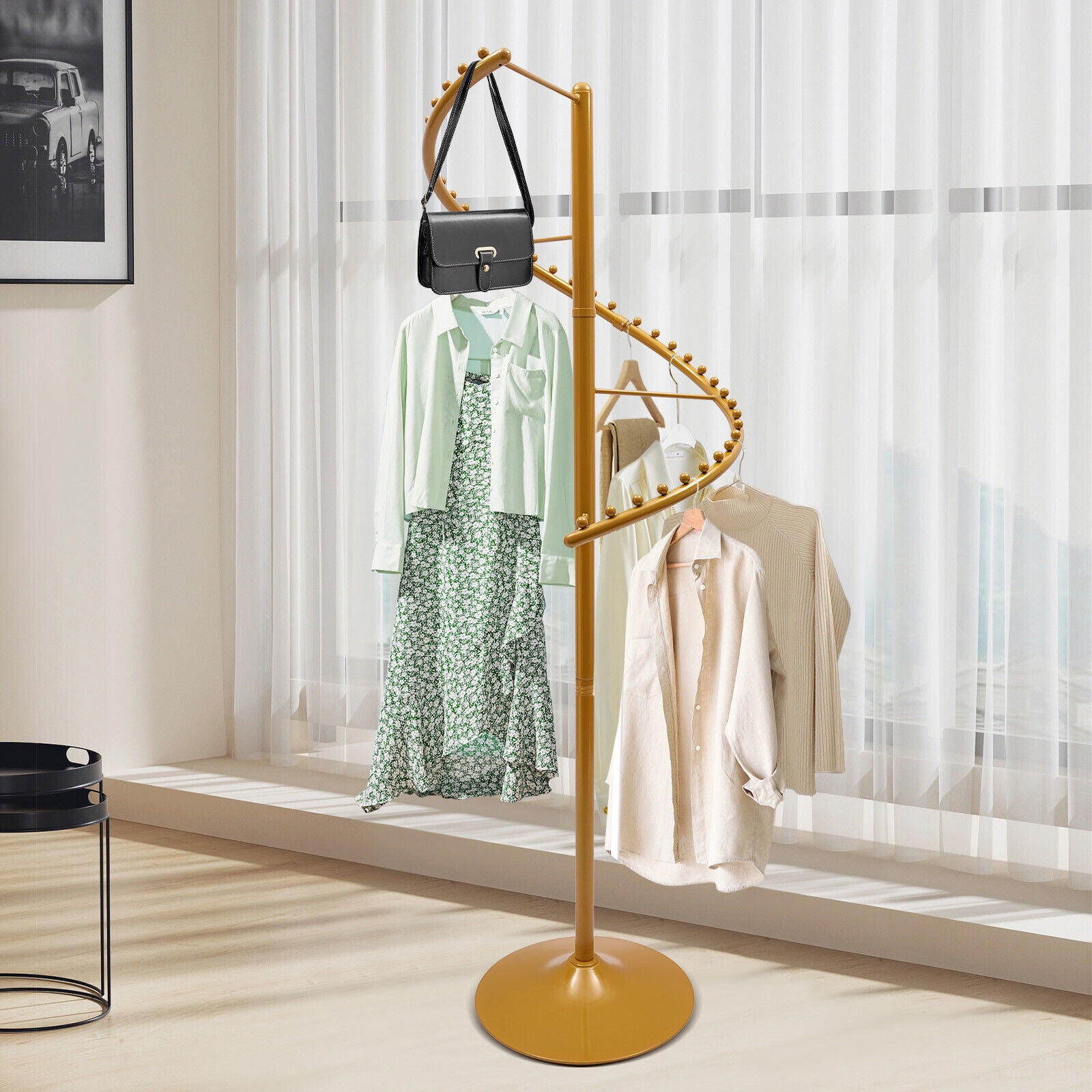 Modern Spiral Rotating Clothing Rack Free Standing Heavy Duty Garment ...