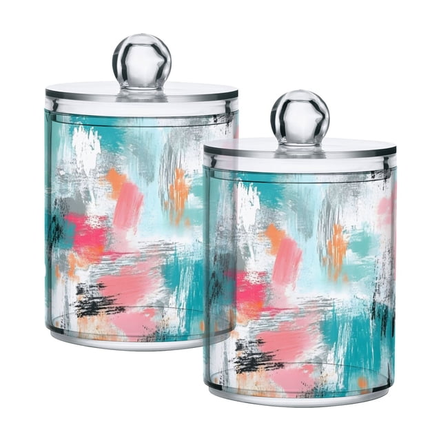 Modern Splash Color Pattern Cotton Swabs Cans Translucent Plastic ...
