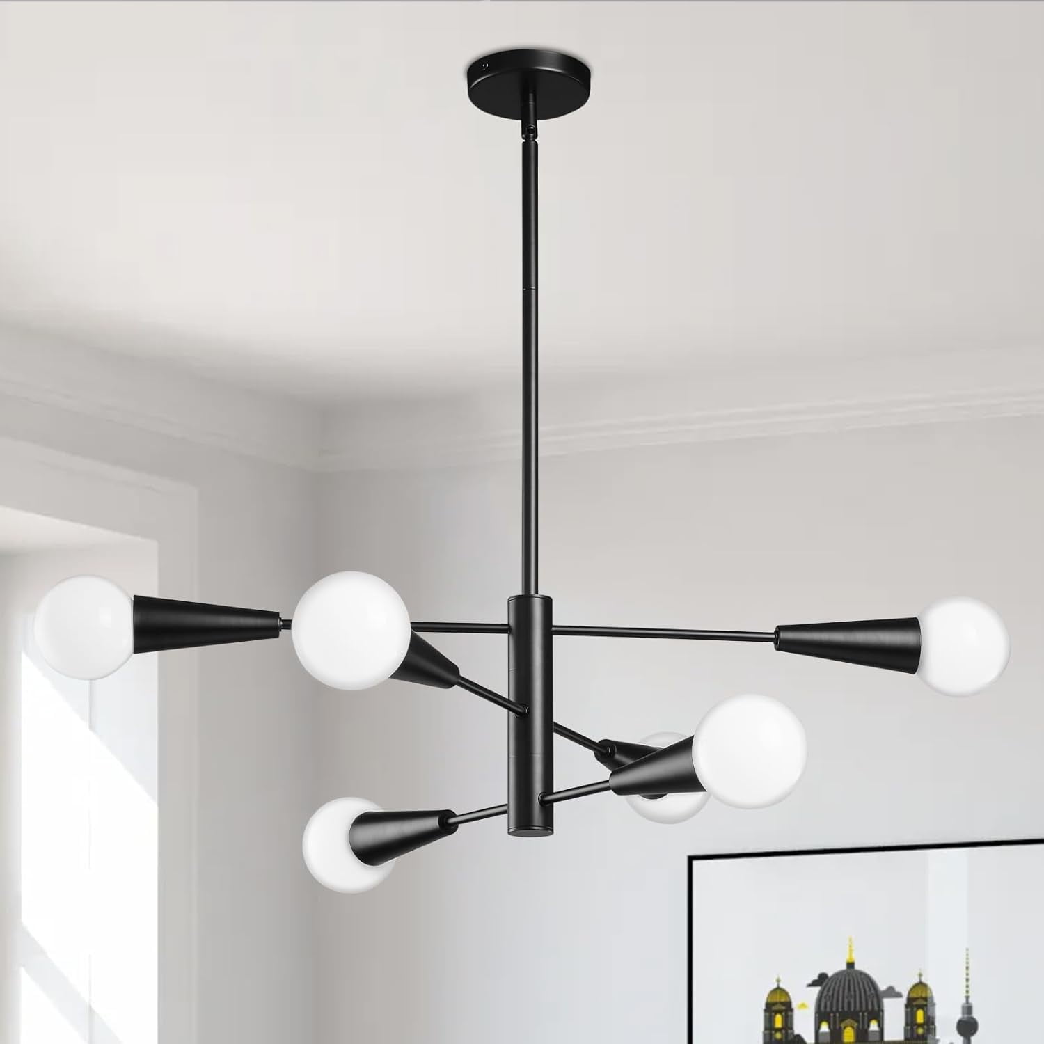 Modern Sputnik Chandelier - 8-Light Ceiling Light Fixture Height ...