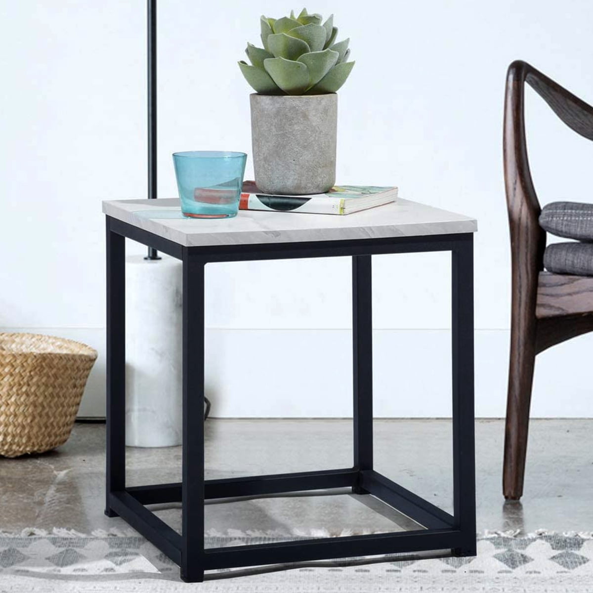 Modern Square Accent Side Table Sofa Couch Snack End Table Small Wooden ...