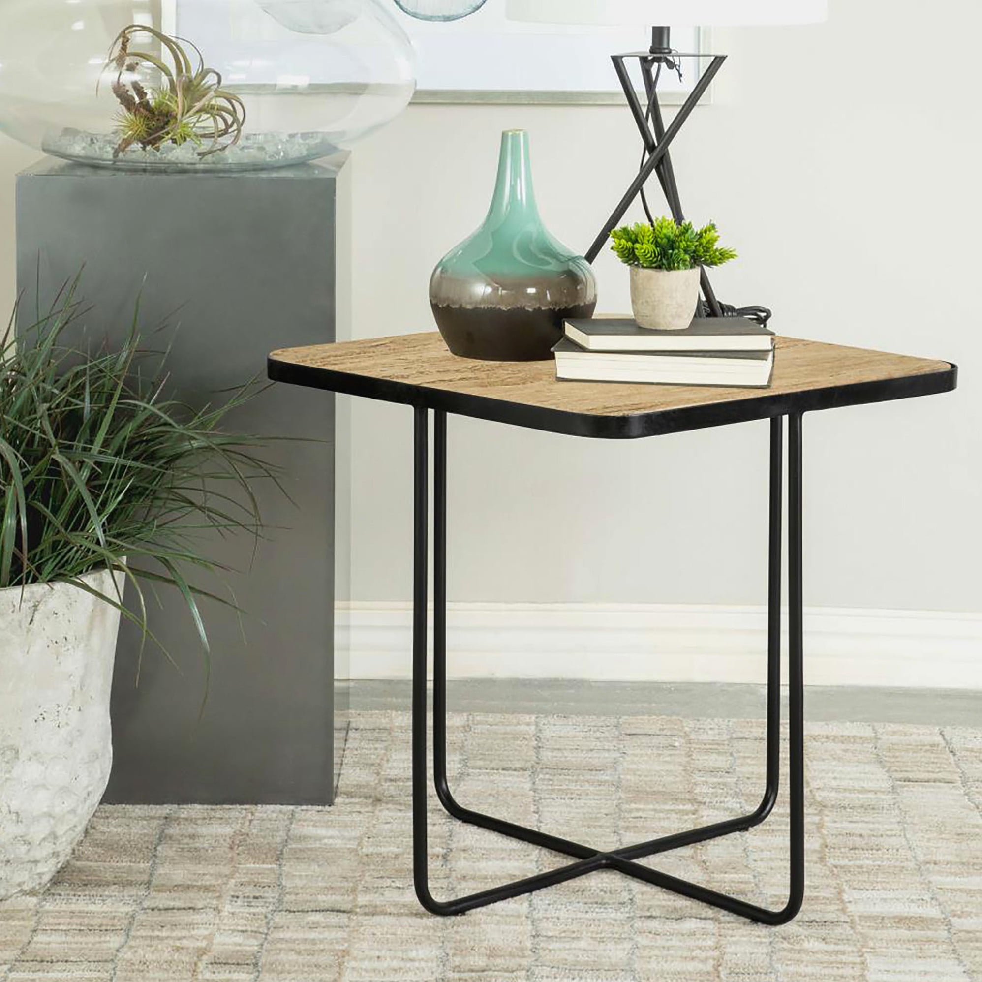 Modern Square Accent Table With Matte Black Base For Room Top Base ...