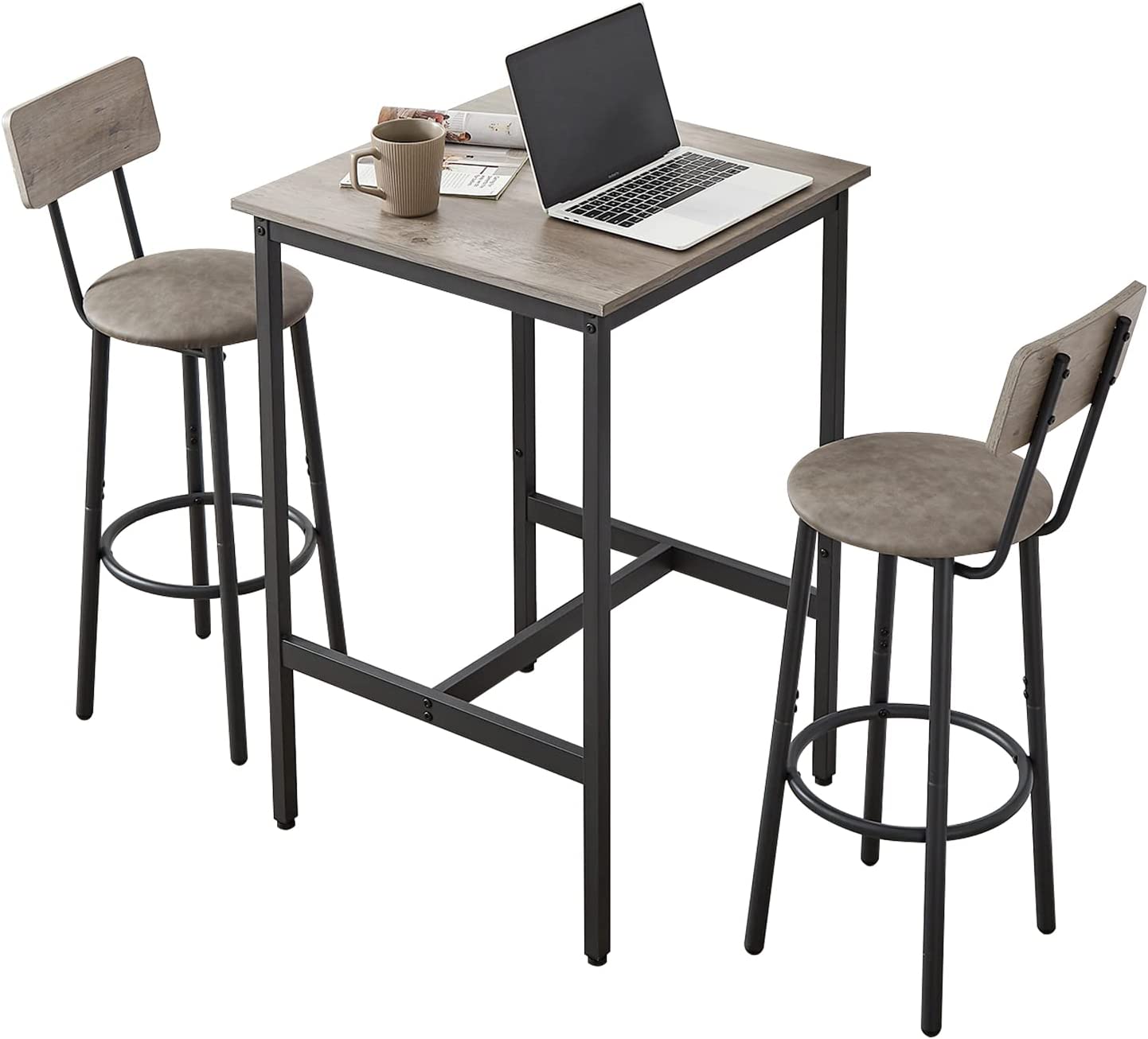 Modern Square Bar Table and Chair Set for 2 Counter Height Table and ...