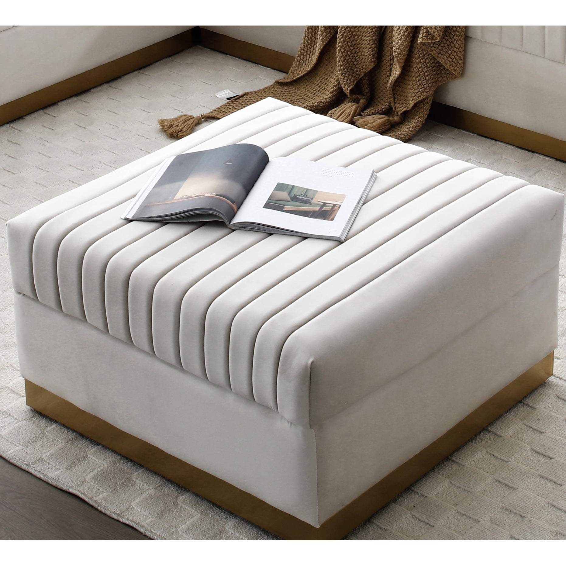 Modern Square Beige Velvet - Comfortable Living Room Seating ...