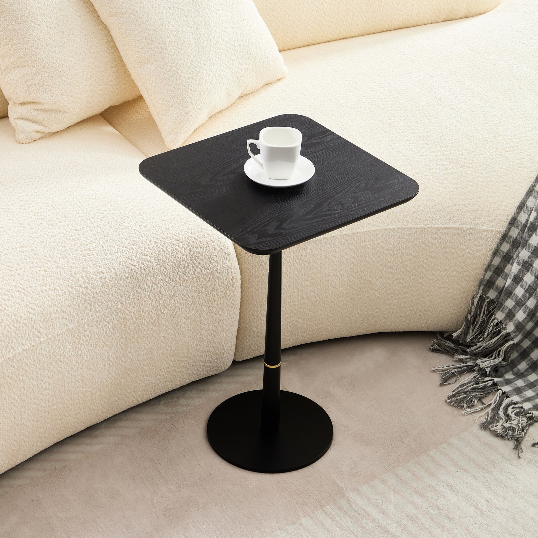 Modern Square Coffee Table, With Black Matte Veneer And Metal Feet ...