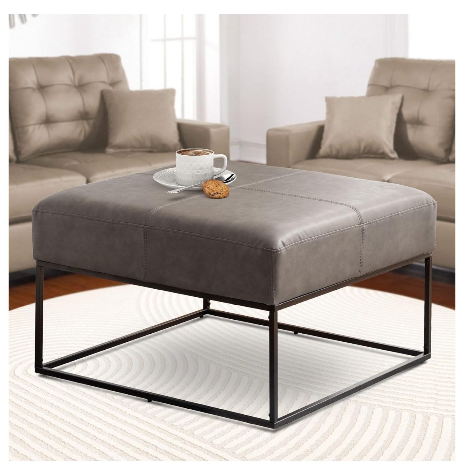 Modern Square Coffee Table, Farmhouse Ottoman Coffee Tables for Living ...