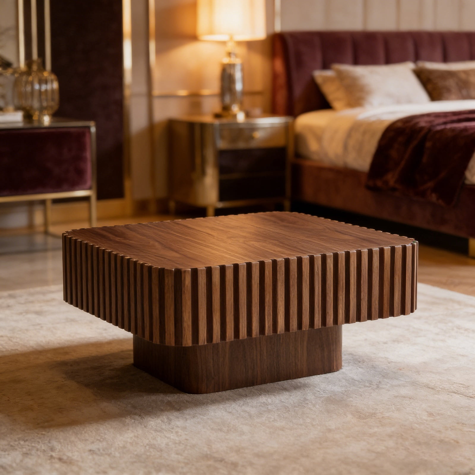 Modern Square Coffee Table, Square Living Room Coffee Table with ...