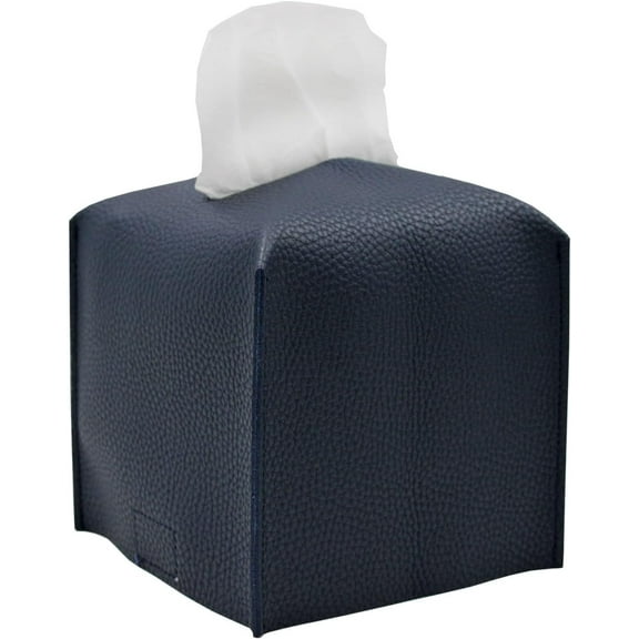 2 Pack Tissue Box Cover, Square PU Leather Tissue Holder, Decorative ...