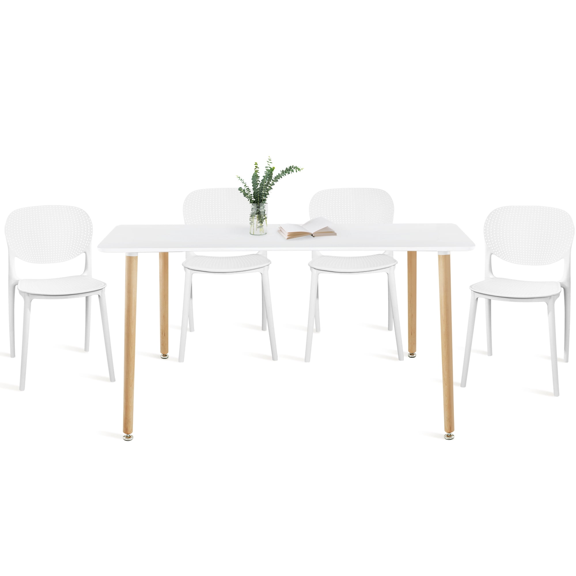 Modern Square Dining Table Set for 4 with Mid Century Modern Patio ...